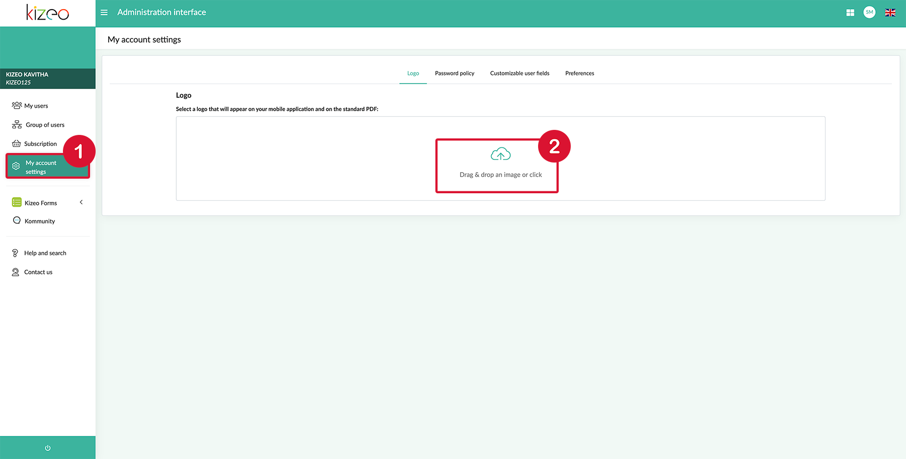 Add your company logo on the Standard PDF document, the form as well as ...