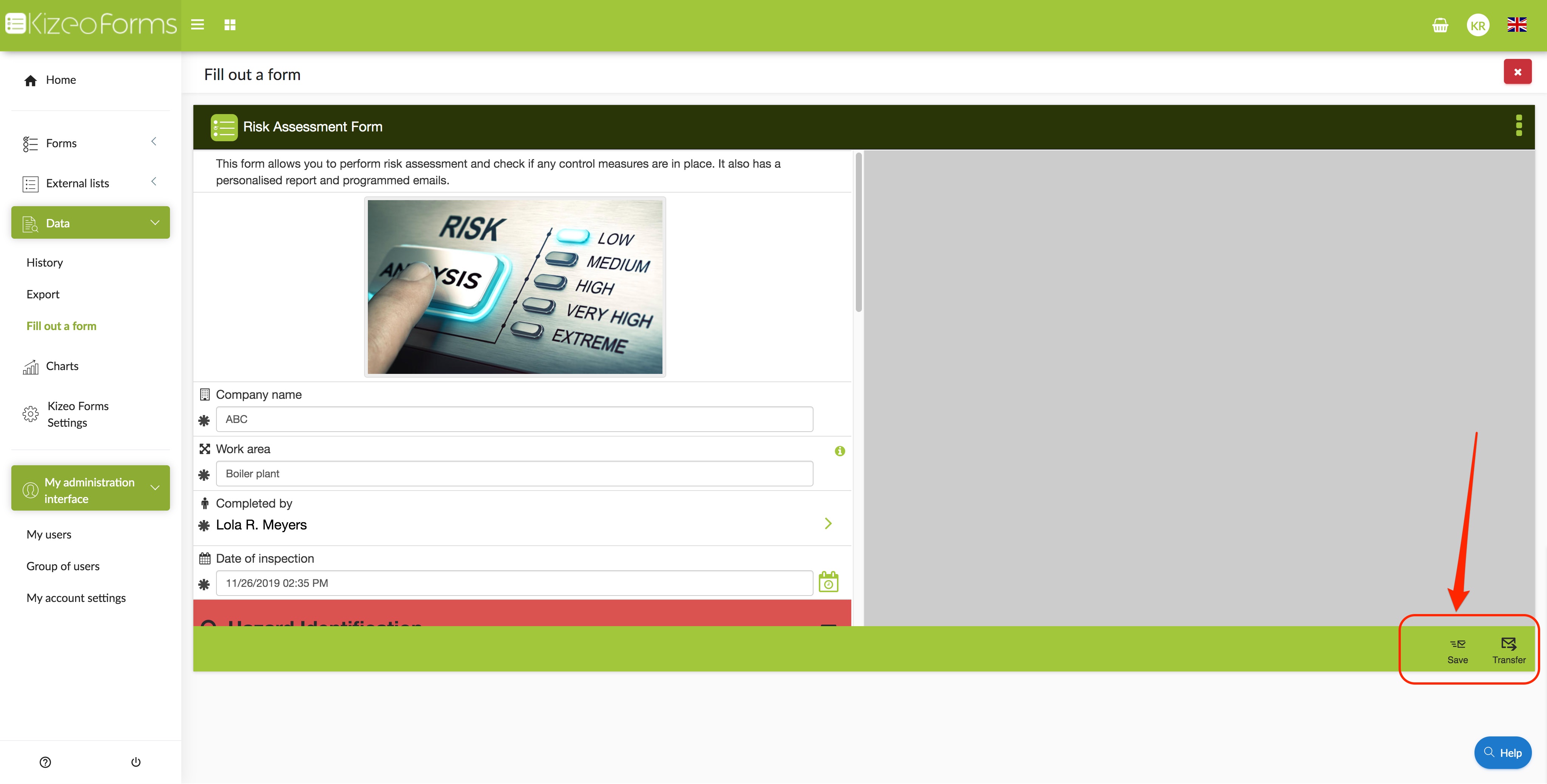 Fill out a form from your computer on the platform